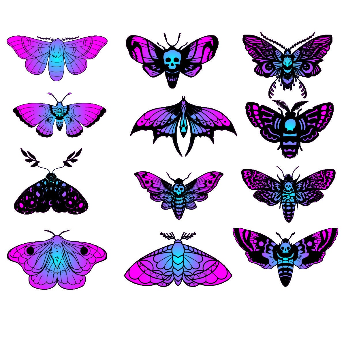 Moth SVG Moths Clipart Moth SVG Bundle Moth Line Drawing - Etsy