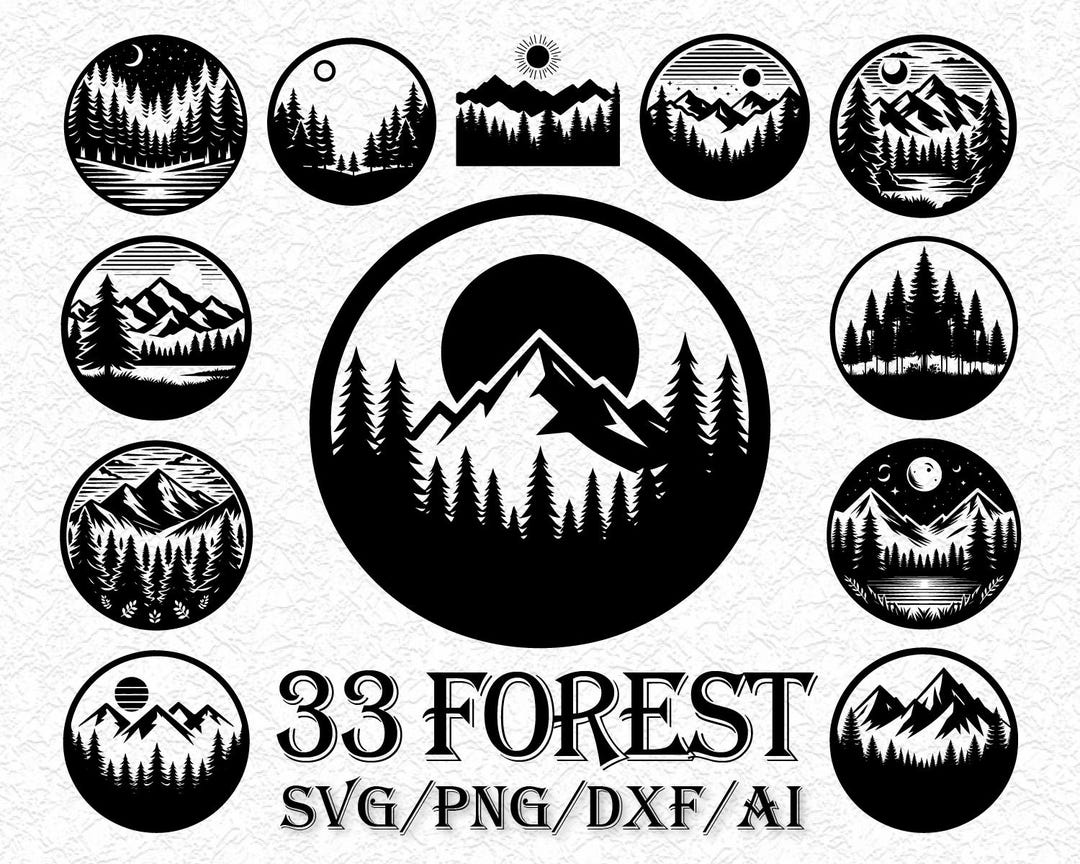 33 Forest Scene Svg Bundle, Woodland Svg, Mountain Svg, Forest ...