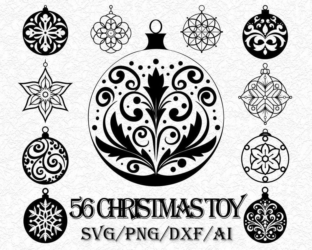 56 Christmas Ornament SVG Bundle, Christmas Decoration Silhouette Svg ...