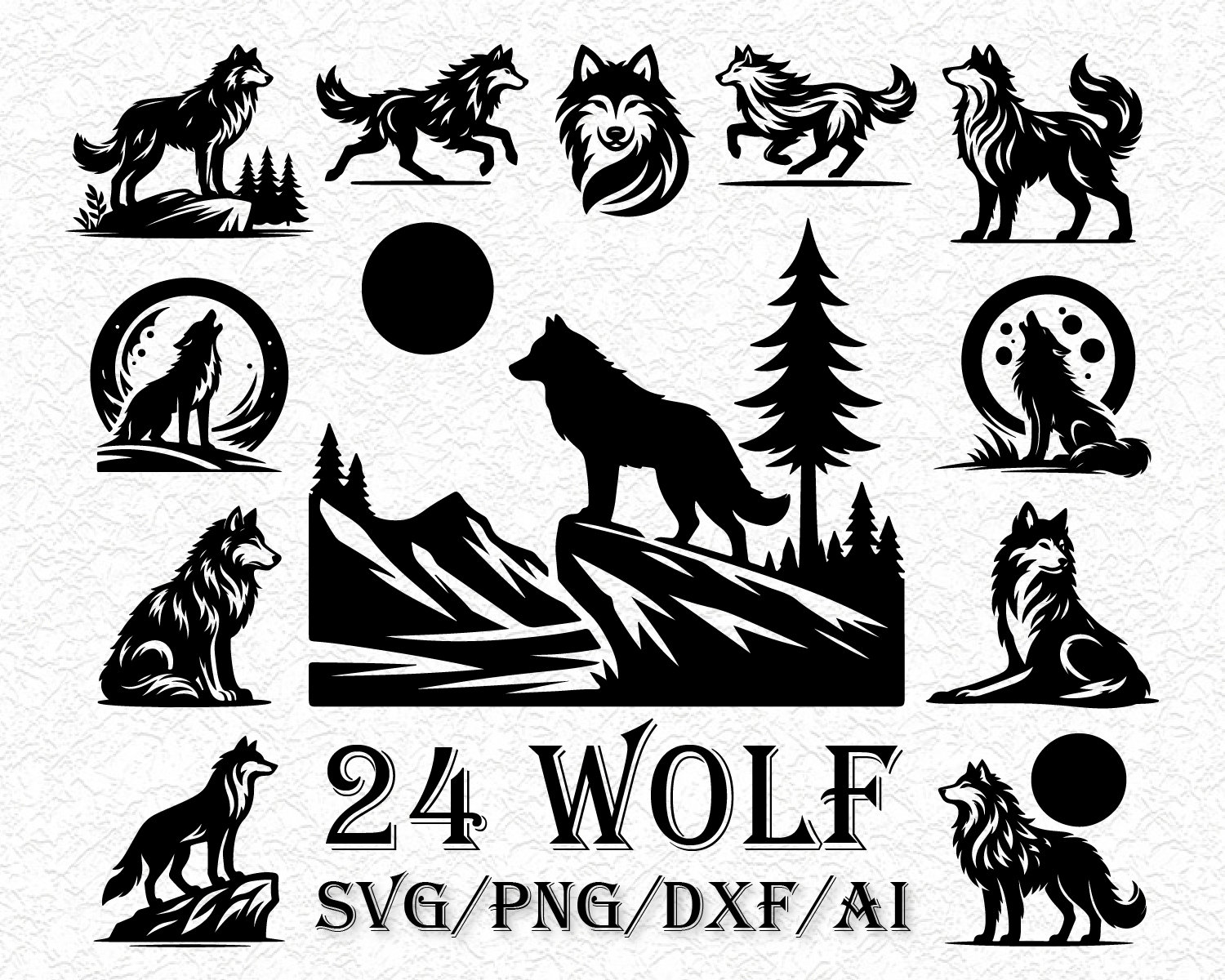 24 Wolf SVG Bundle, Wolf Svg, Wolf Png Bundle, Wolf Clipart, Wolf Cut ...