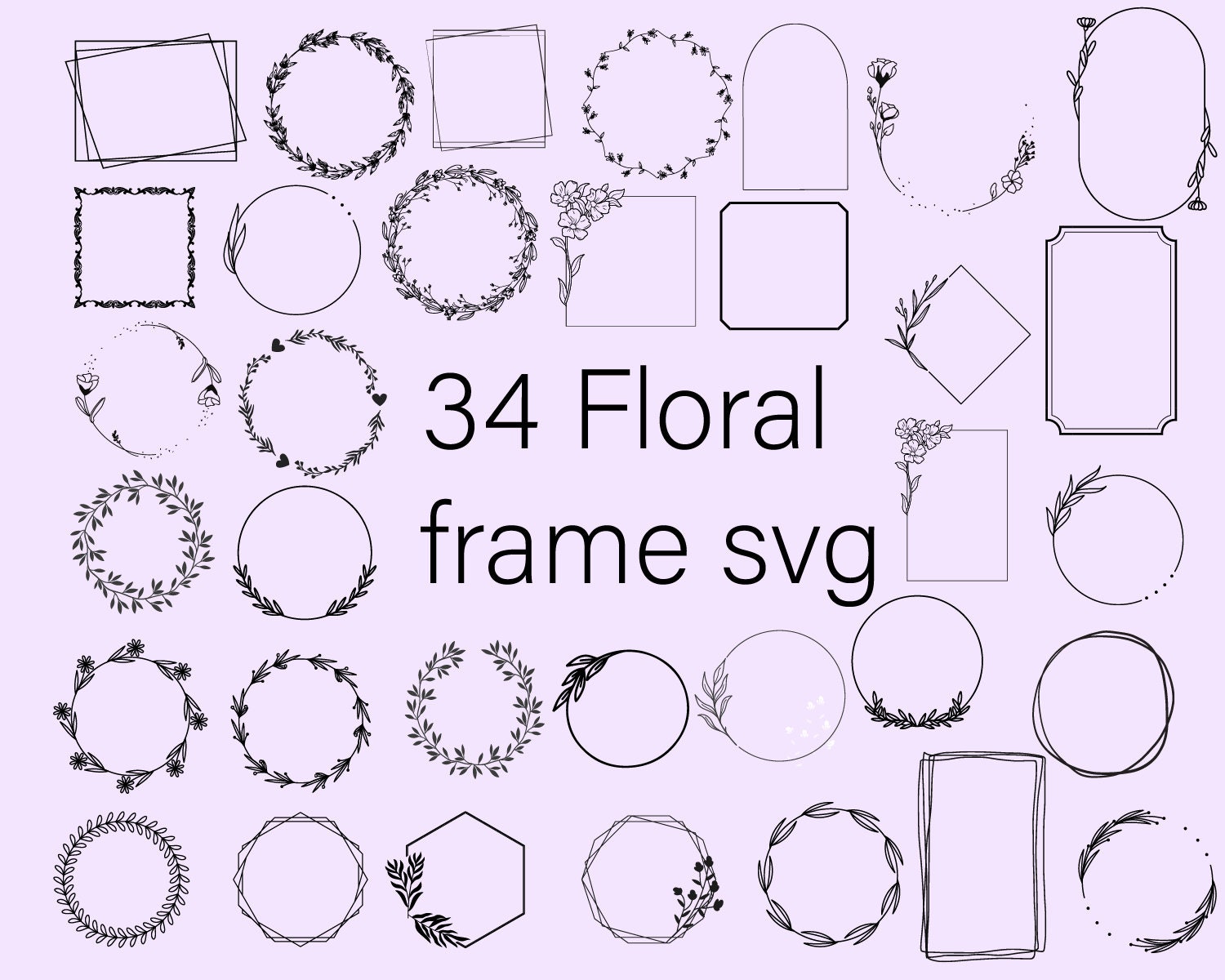 Floral Frame SVG Bundle: Wedding & Botanical Borders (digital Files) - Etsy