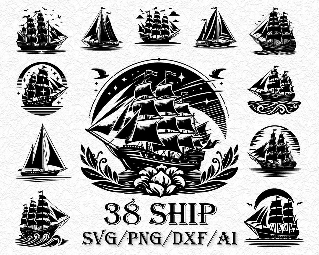 Sailing Ship SVG Bundle: Vintage Nautical Engravings (digital Files) - Etsy
