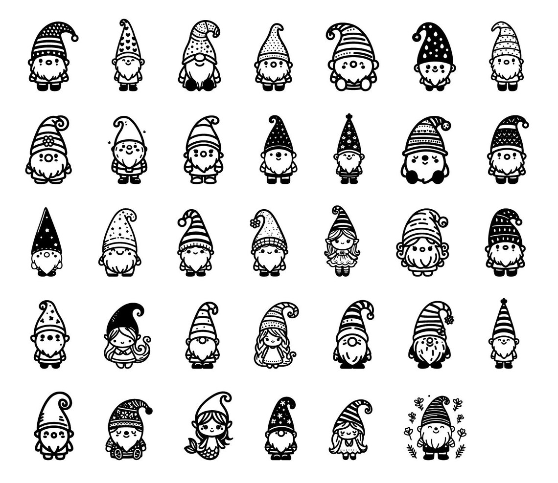 Cute Garden Gnome SVG Bundle, Nordic Vector Graphics (digital Download ...