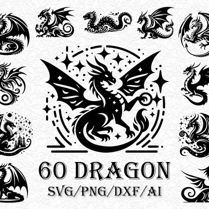 Dragon Svg - Etsy
