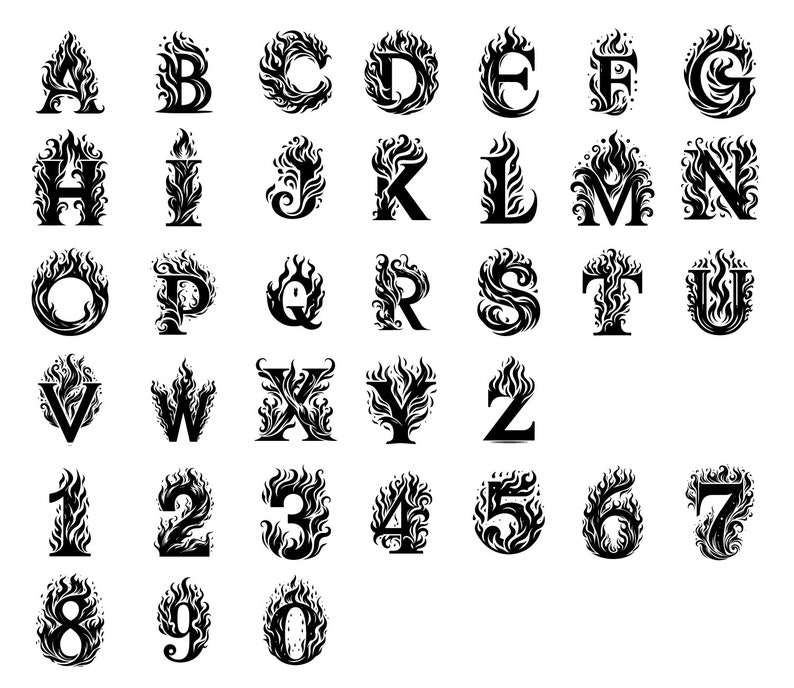 Fire Font SVG, Flames Alphabet Clipart (digital Files) - Etsy