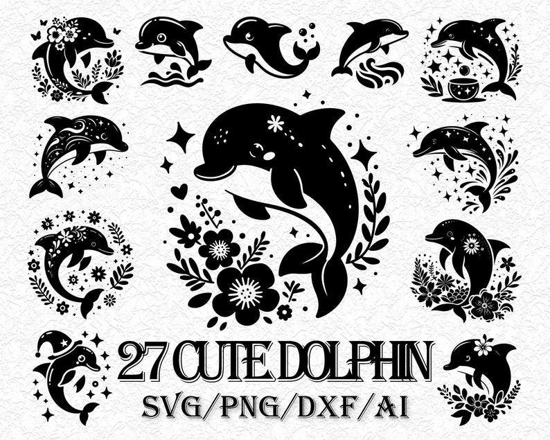 27 Cute Dolphin SVG DXF, Dolphin Cut File for Laser, Dxf for Plasma ...