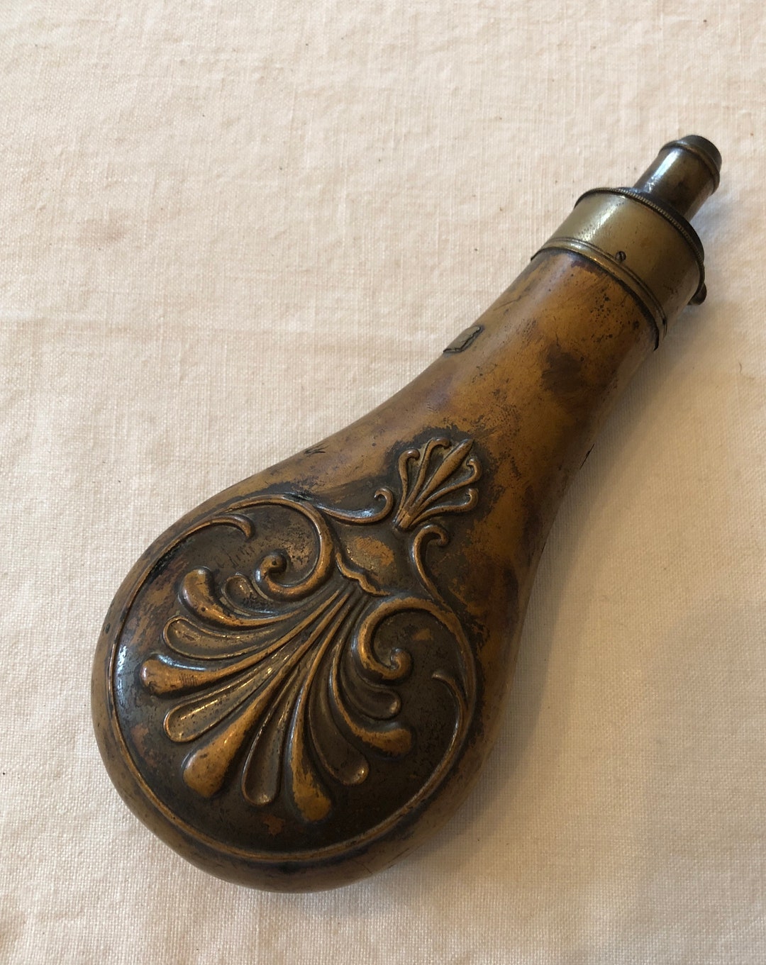Antique G & JW Hawksley Copper Brass Gunpowder Bottle Flask Shell ...