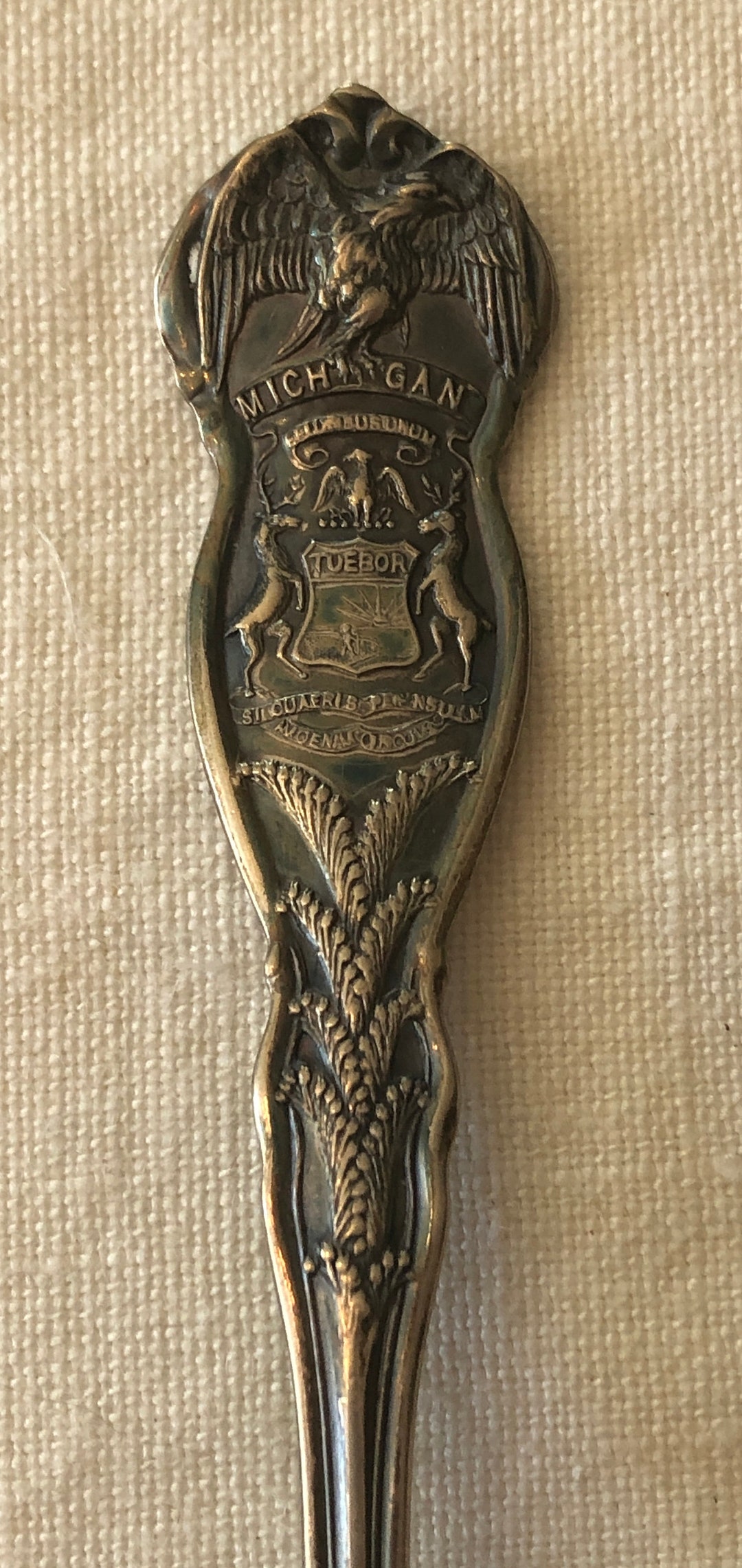 State of Michigan Crest Souvenir Spoon Wm. Rogers Mfg Co I S ...