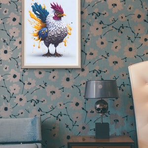 Splash Art Rooster Print Digital Art Download for Colorful Home Decor ...