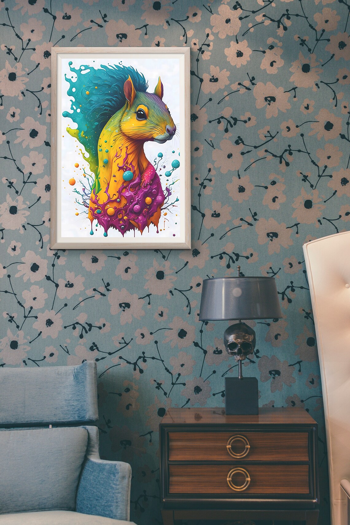 Splash Art Squirrel Print Digital Art Download for Colorful Home Decor ...