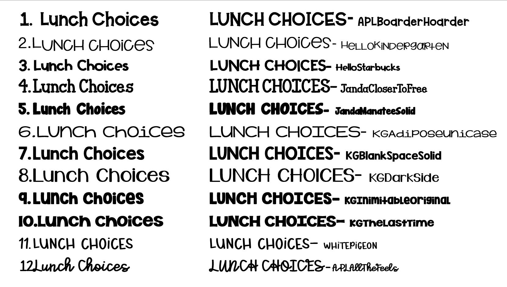 Student Lunch Choice Board - Etsy