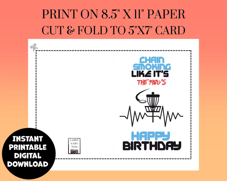 Printable Disc Golf Birthday Card - 5X7 - Etsy