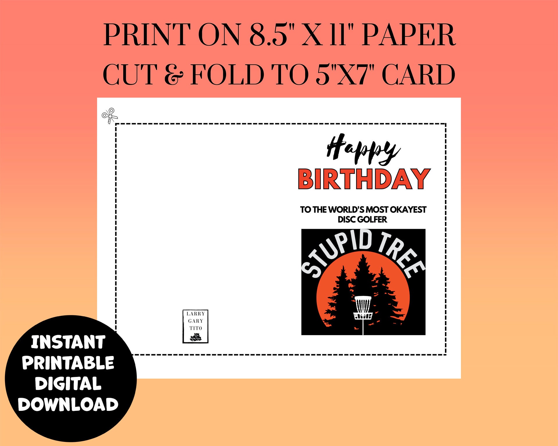 Printable Disc Golf Birthday Card - 5X7 - Etsy