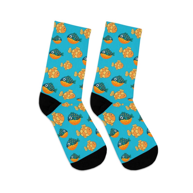 Cute Fish Pattern Socks for Men Women, Colorful Aquarium Crew Socks ...