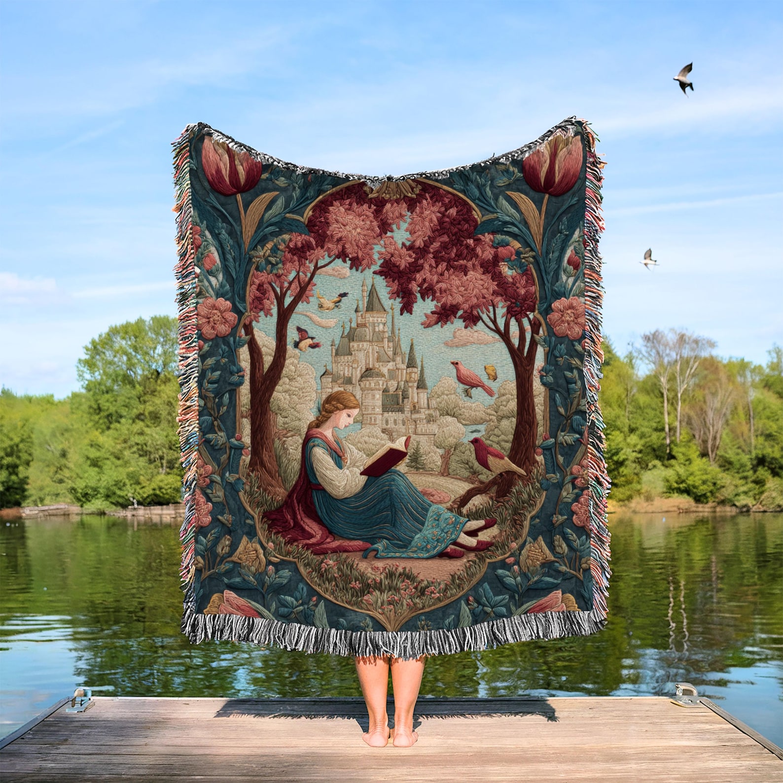 Romantic Folklore, Medieval Tapestry, Medieval Woven Tapestry Art, Lady ...