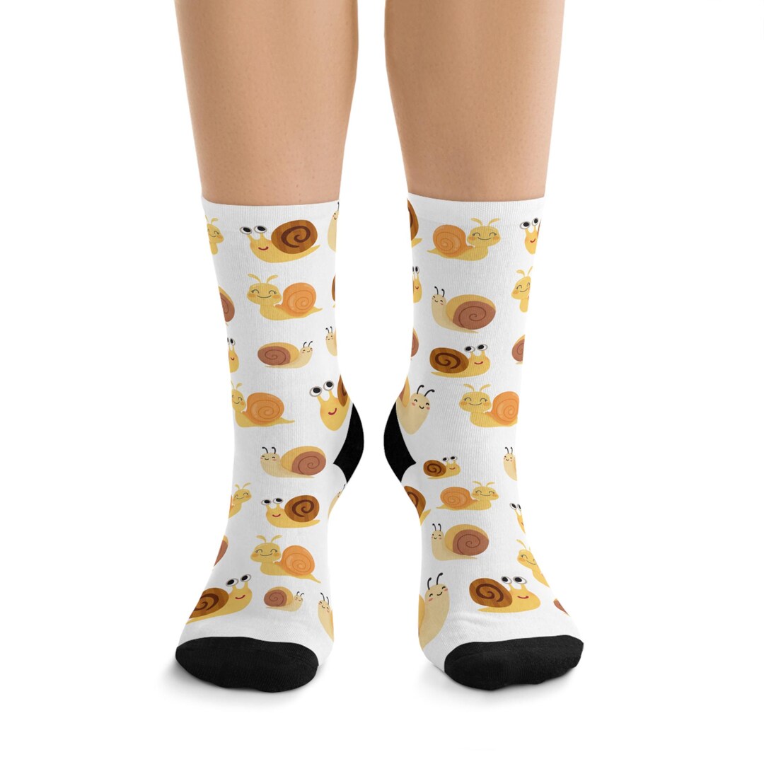 Cute Snail Socks – Adorable Kawaii Snail Crew Socks, Funny Cartoon ...