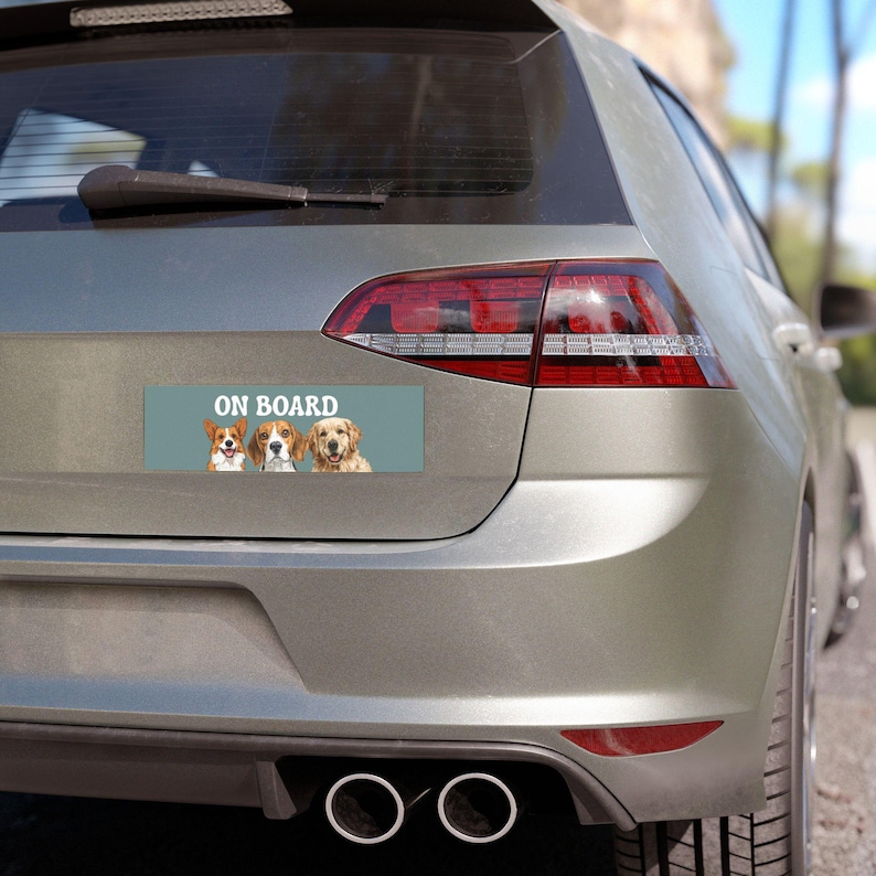 Custom Dog Car Magnet – “on Board” Sign With Cute Dog Illustrations ...