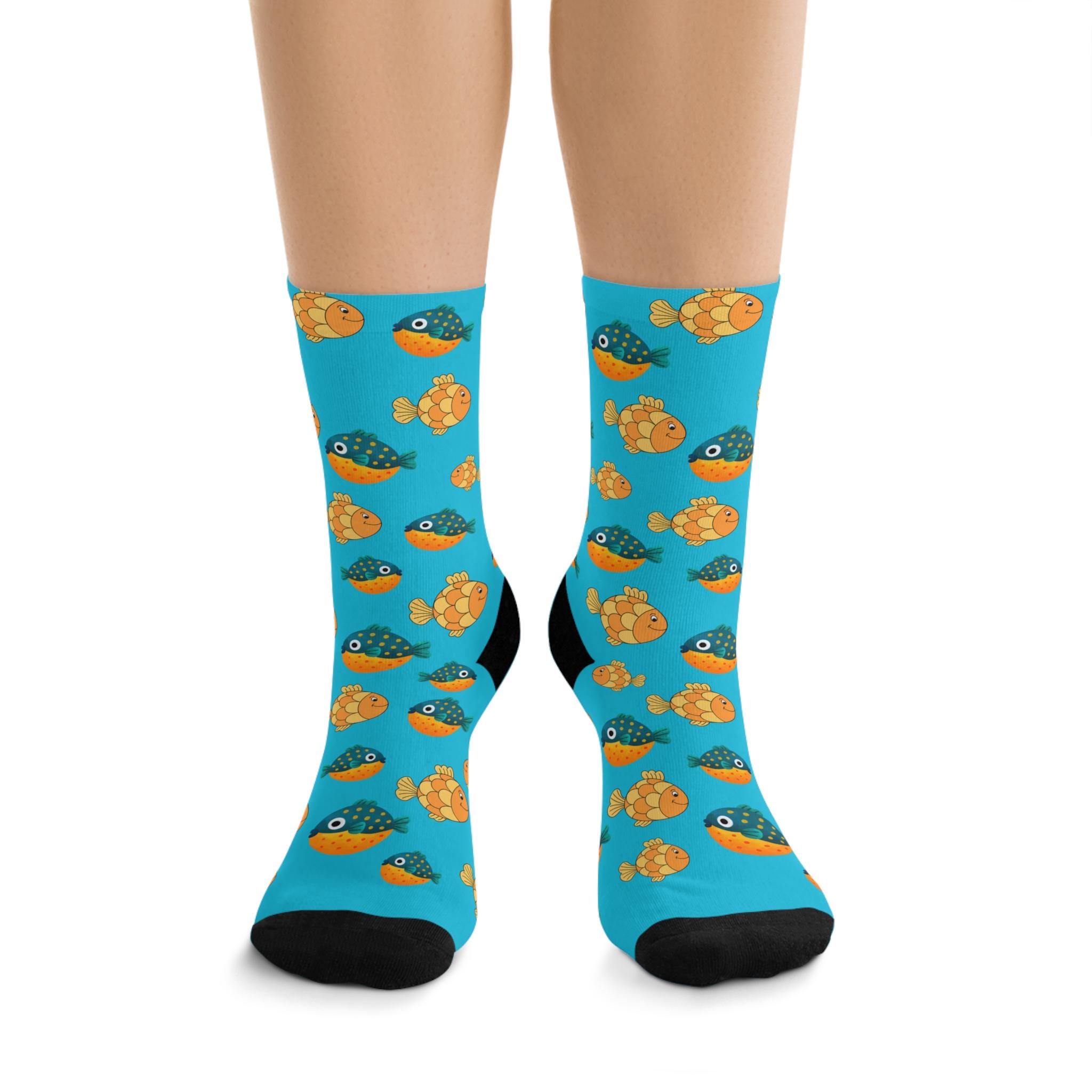 Cute Fish Pattern Socks for Men Women, Colorful Aquarium Crew Socks ...