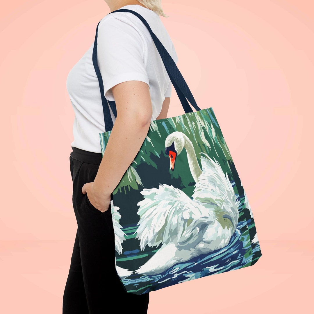 Swan Gift Tote, Swan Bag, Swan Drawing, Gift for Her, Shoulder Bag ...