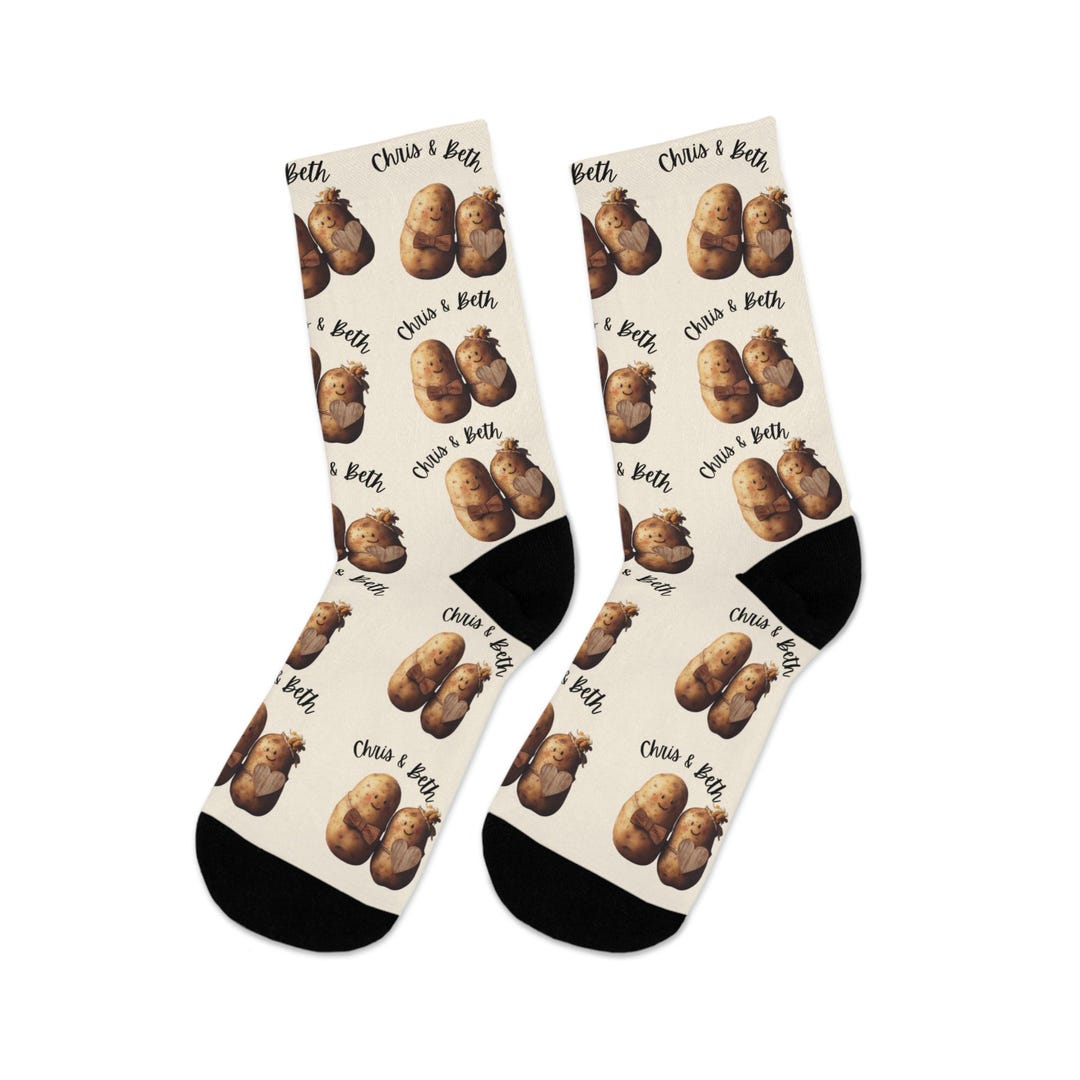 Cute Potato Couple Socks • Custom Names • Funny Romantic Gift • Perfect ...