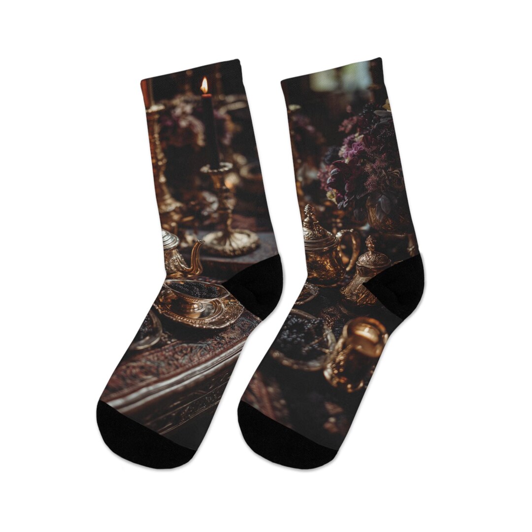 Vintage Victorian Tea Room Socks – Antique Gold Still-life Art ...