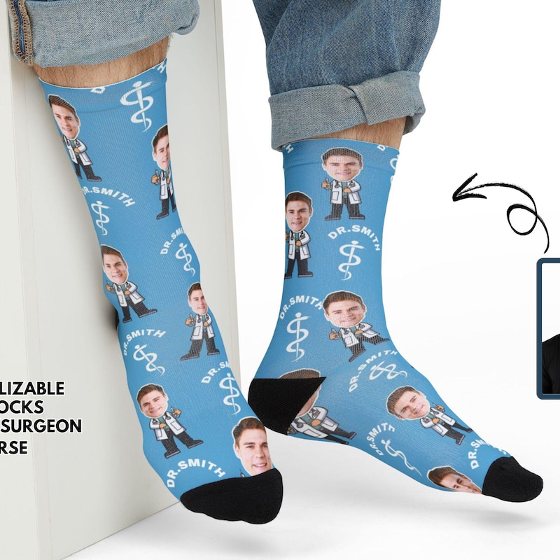 Custom Face Socks Doctors - Etsy