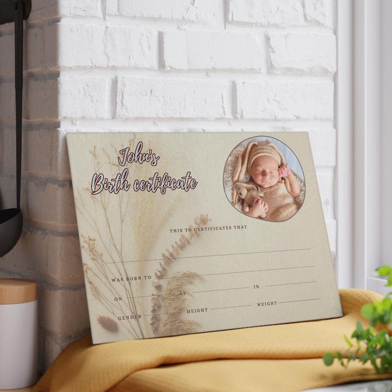 Personalized Baby Birth Certificate Glass Keepsake | Custom Newborn ...