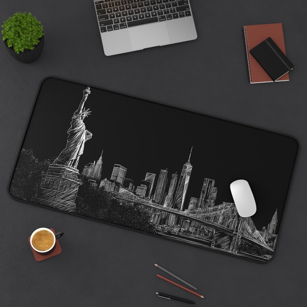New York City Desk Mat | NYC Skyline Desk Pad | Statue of Liberty ...