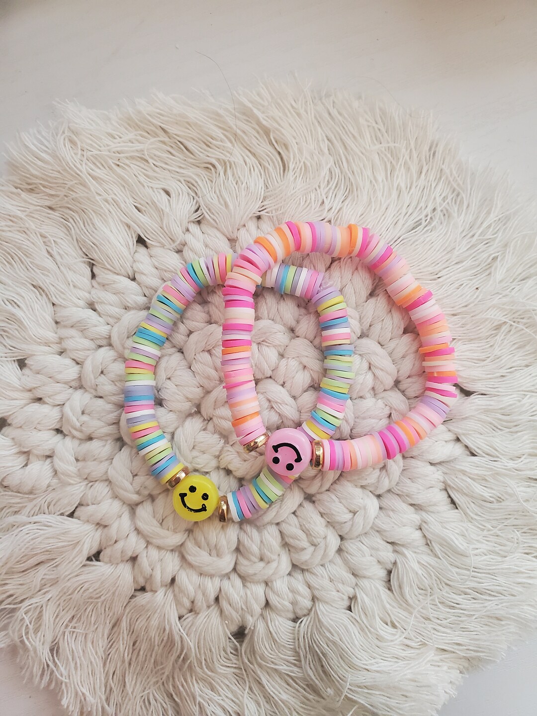Smiley Face Clay Bracelet - Etsy