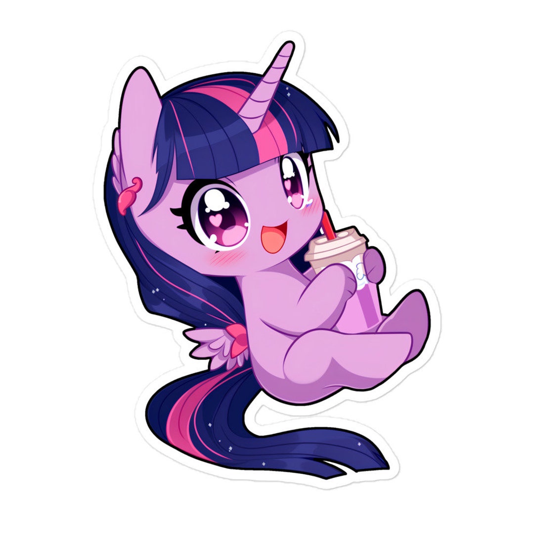 MLP Twilight Sparkle Holding Drink Sticker, Pony Laptop Decal, MLP Fan ...