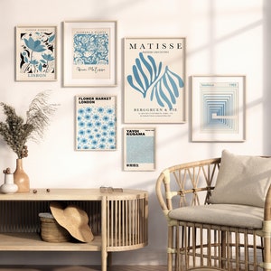 Blue Gallery Wall Set of 6, Blue Wall Art Decor, Modern Blue Wall Art ...