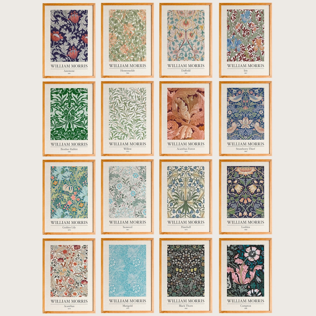 Set of 16 William Morris Prints: 16 Stunning Prints Inspired by the ...
