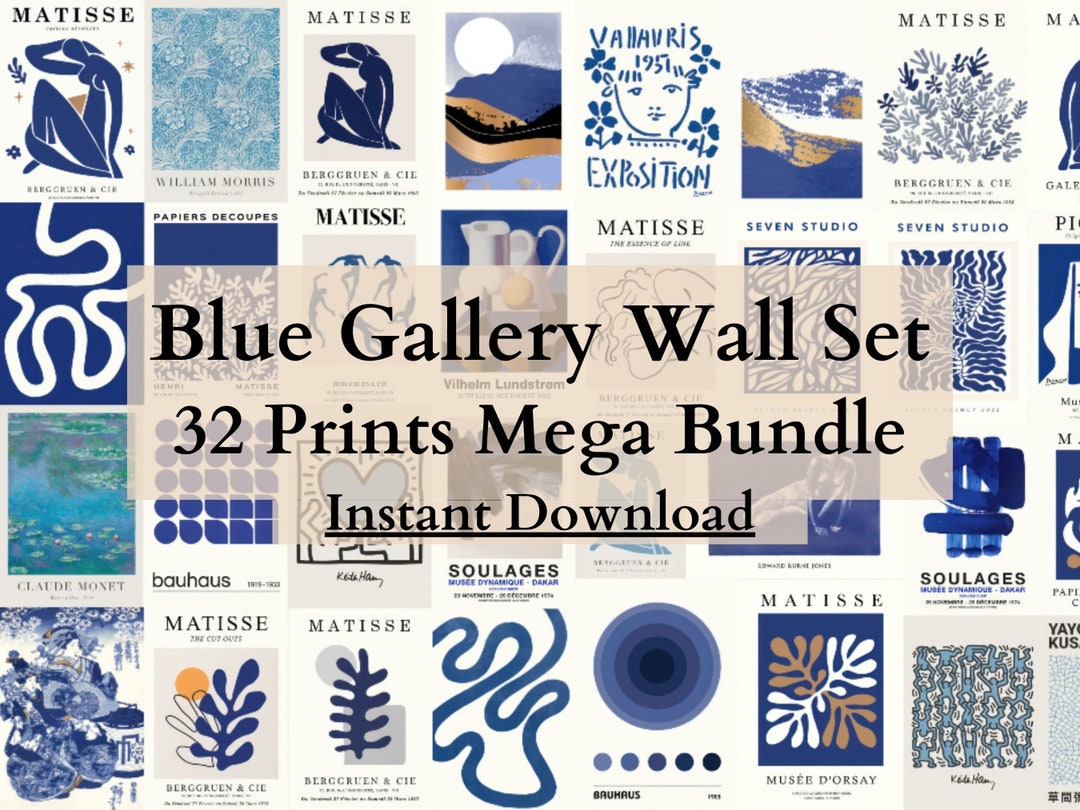 32 Blue Gallery Wall Set Prints- Blue Gallery Wall Art, Gallery Wall ...