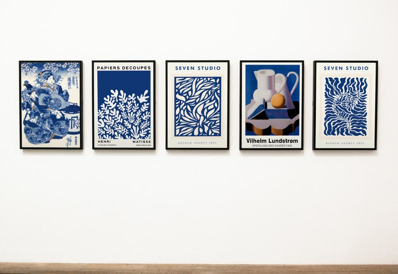 32 Blue Gallery Wall Set Prints- Blue Gallery Wall Art, Gallery Wall ...