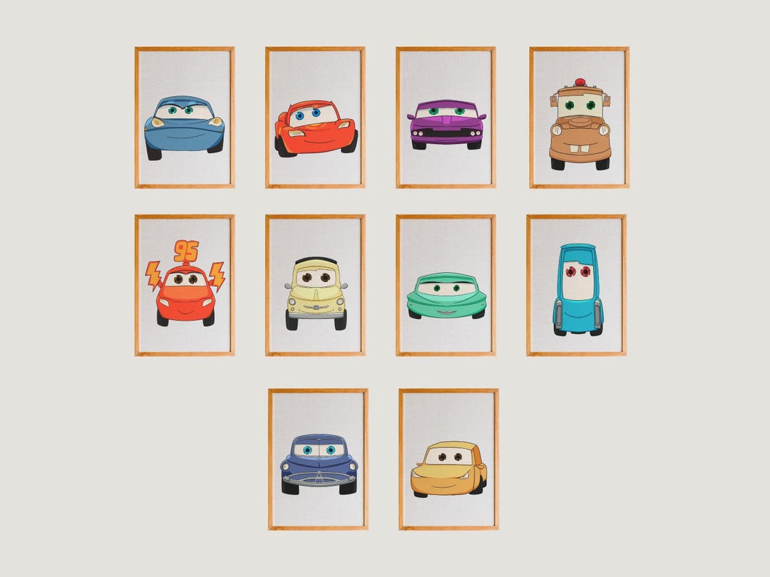 10 Cars Movie Poster Prints Bundle, Cars Movie Prints, Cars Movie Art ...