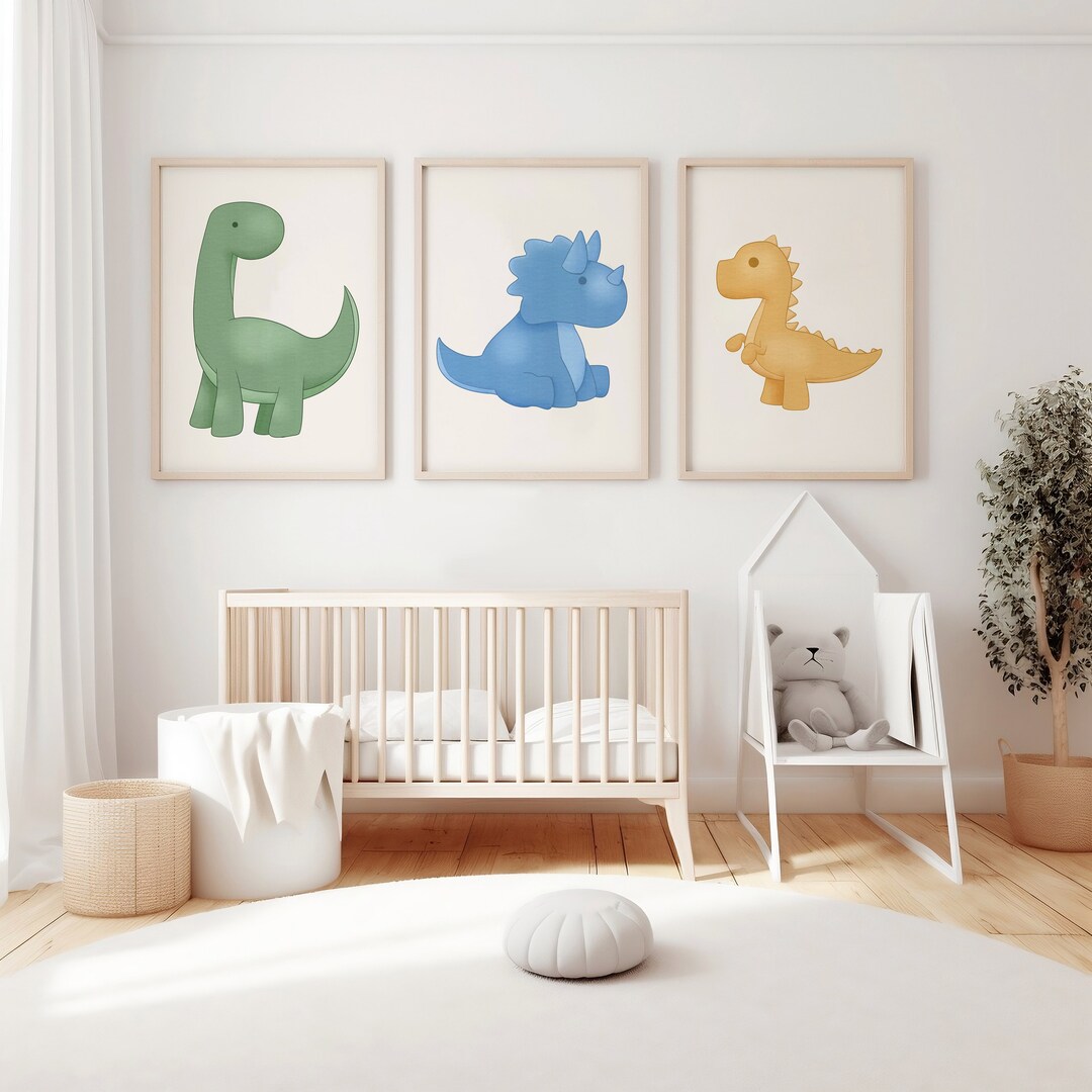 3 Dinosaurs Nursery Prints Set, Dinosaurs Prints, Dinosaurs Wall Art ...