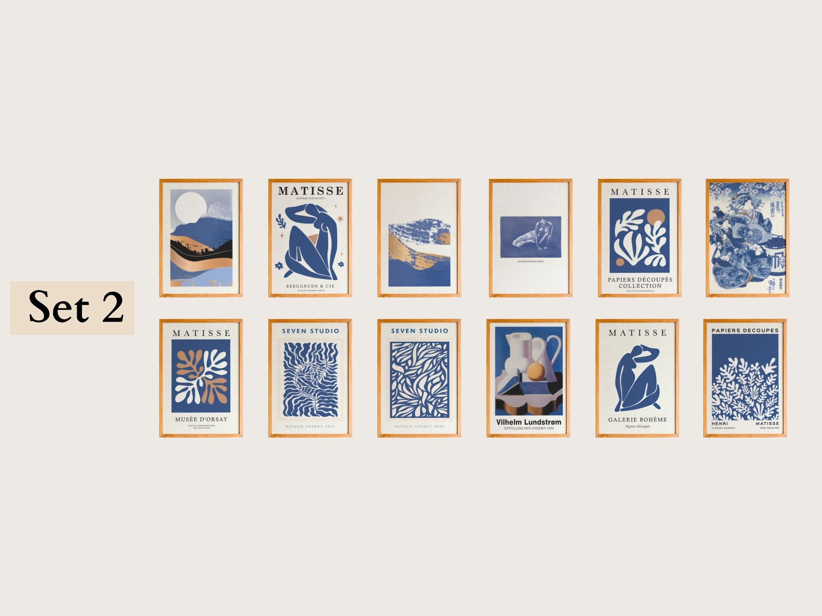 32 Blue Gallery Wall Set Prints- Blue Gallery Wall Art, Gallery Wall ...