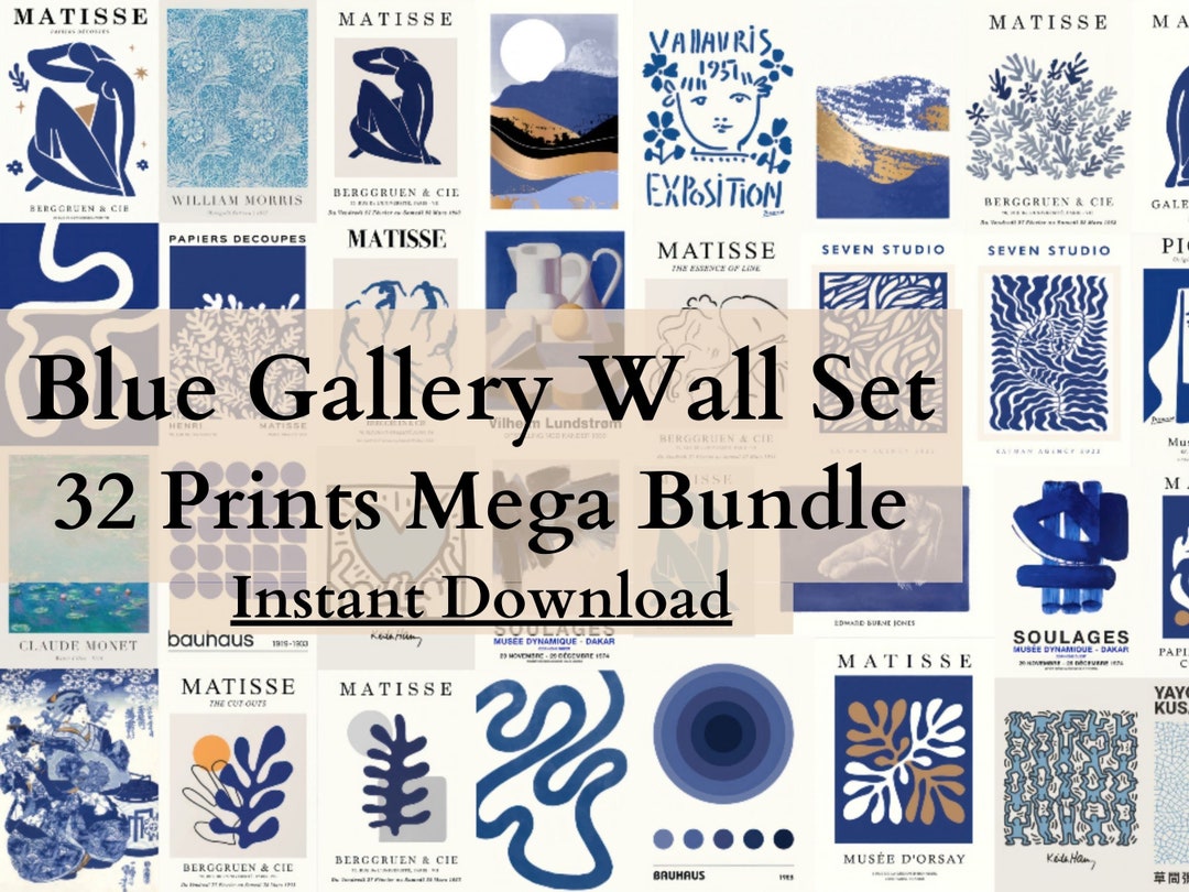 32 Blue Gallery Wall Set Prints Blue Gallery Wall Art - Etsy