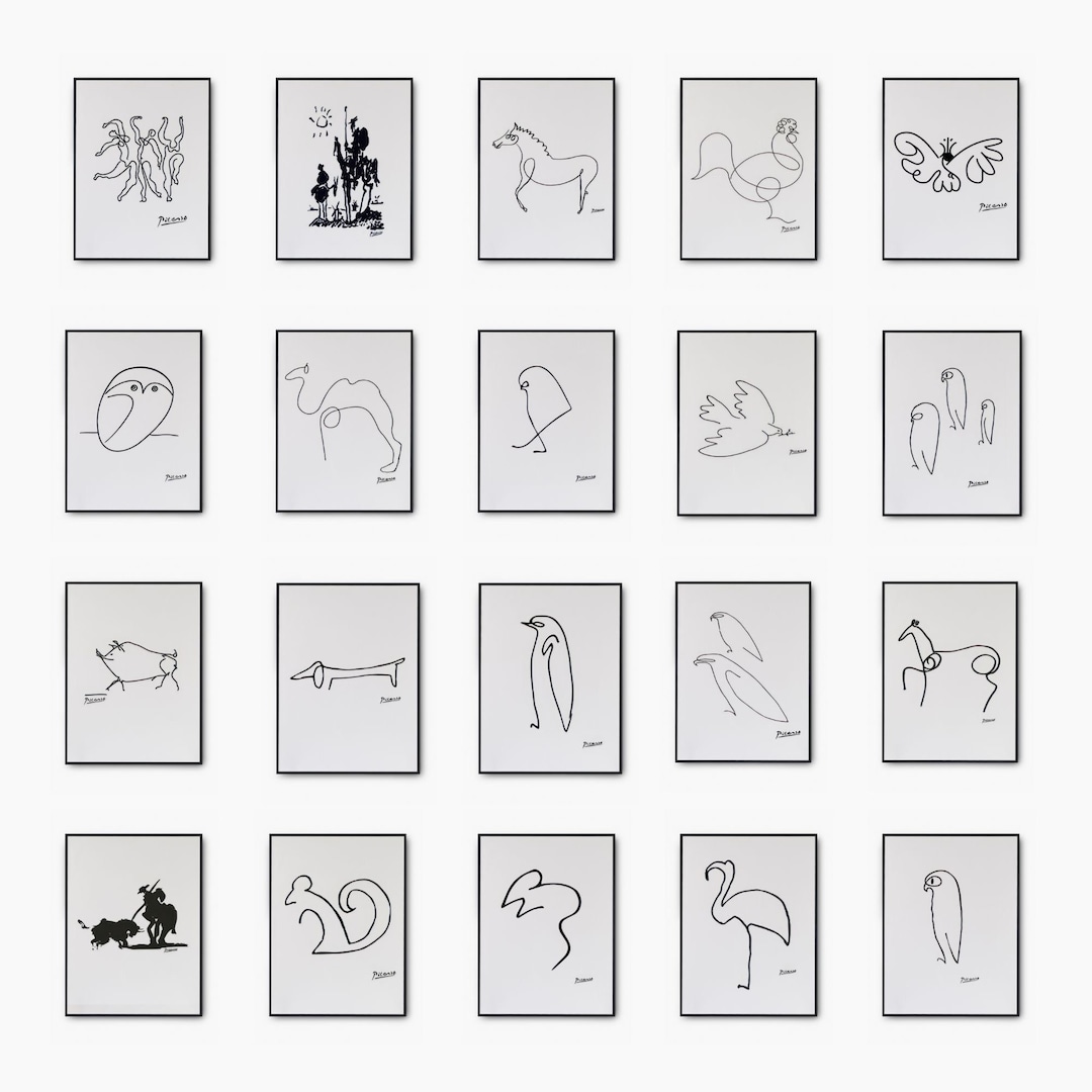 Set of 20 Picasso Prints - Line Art Animals, Posters, and More for Your ...