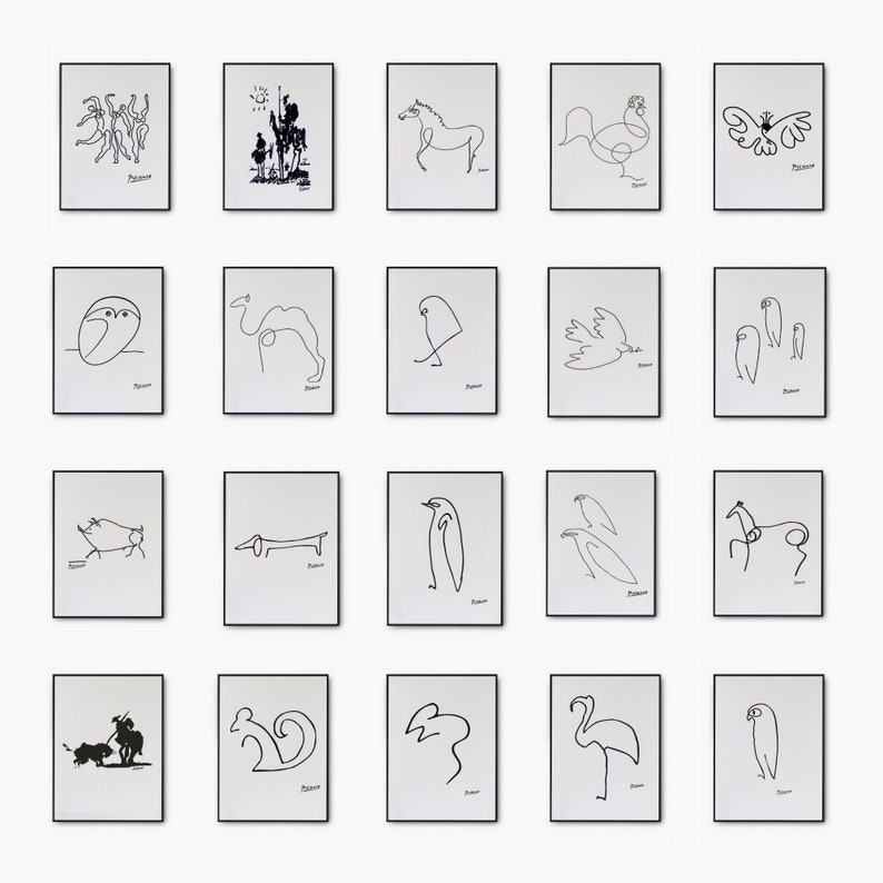 Set of 20 Picasso Prints Line Art Animals Posters and More - Etsy