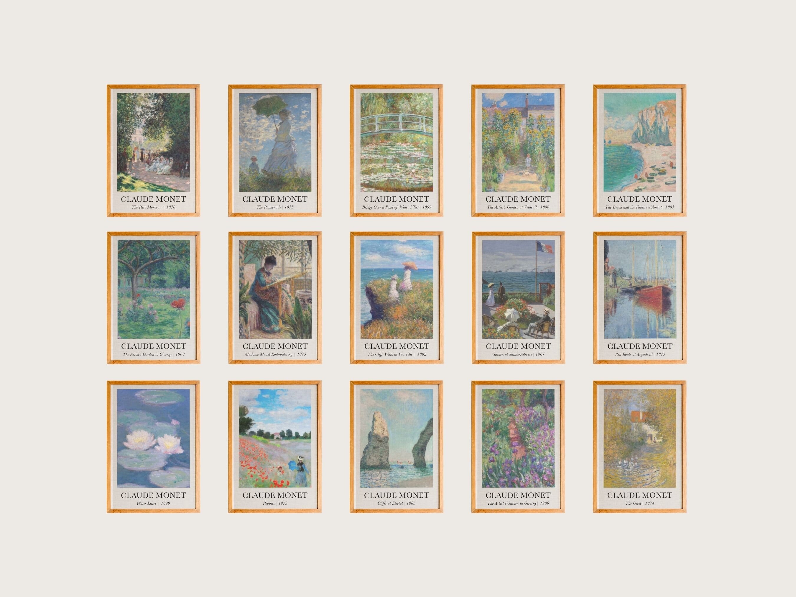 Monet Print Set of 15, Monet Poster, Monet Exhibition Poster, Monet ...