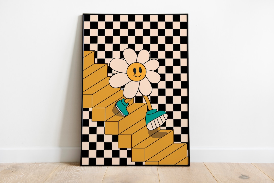 Retro Flower Print, Retro Flower Art, Retro Art Print,retro Dorm Art ...