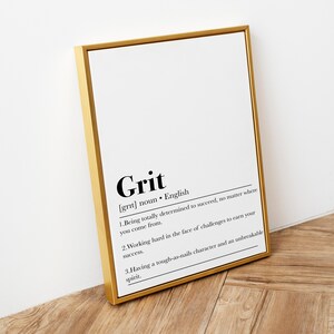 Grit Definition Print, Grit Print, Grit Sign Wall Art, Grit Wall Decor ...