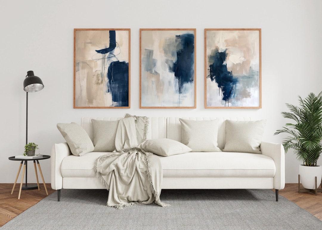 Navy Blue Wall Art Set, Navy Blue Art Print, Navy Blue Print Set, Navy ...