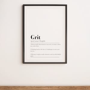 Grit Definition Print, Grit Print, Grit Sign Wall Art, Grit Wall Decor ...