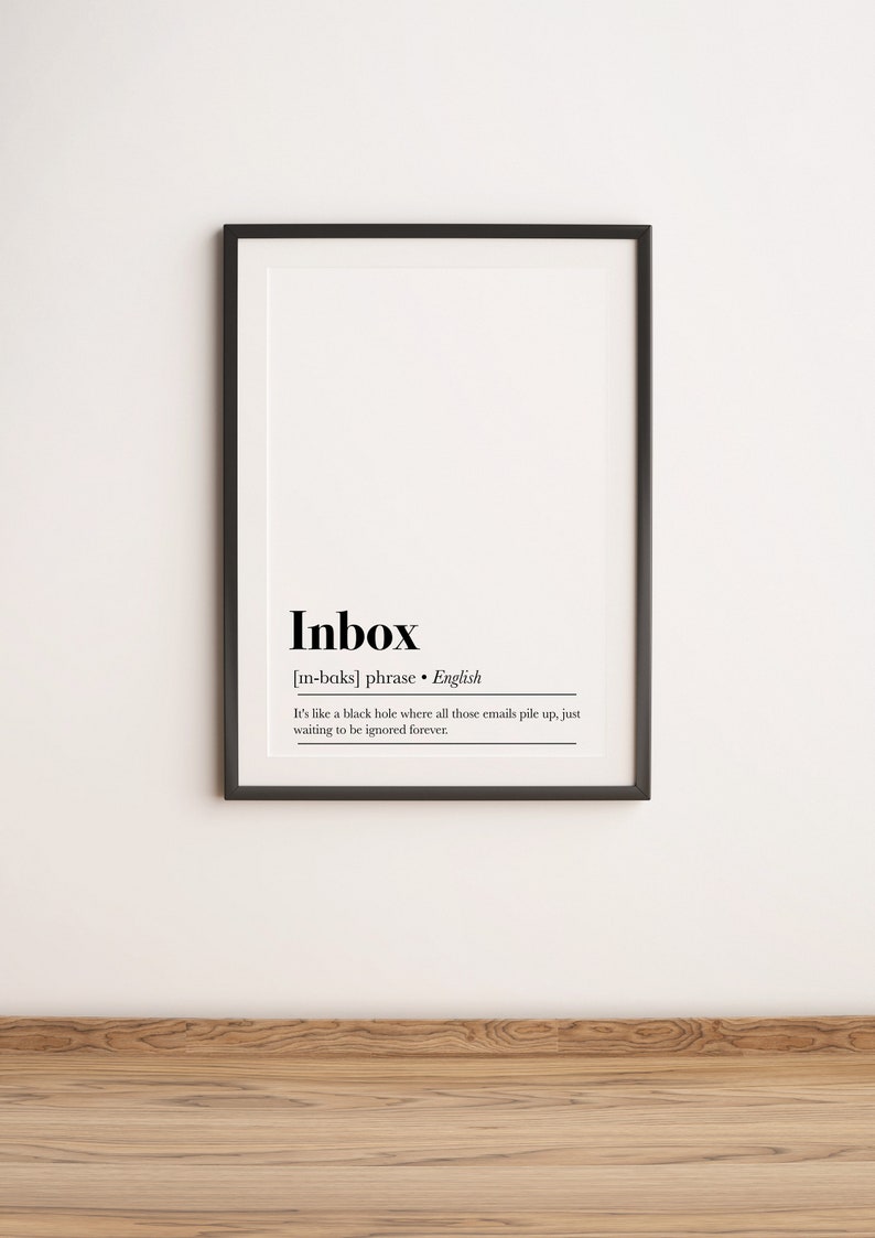 Inbox Definition Print, Home Office Wall Art, Funny Printable Wall Art ...
