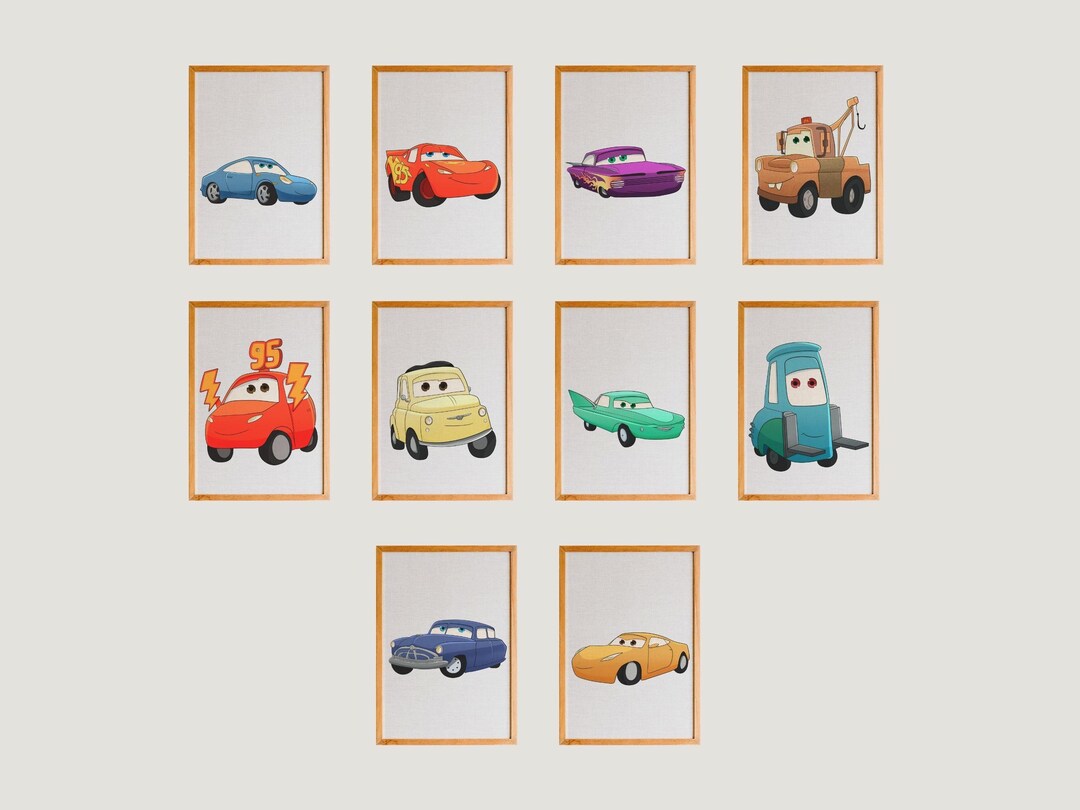 10 Cars Movie Poster Prints Bundle, Cars Movie Prints, Cars Movie Art ...