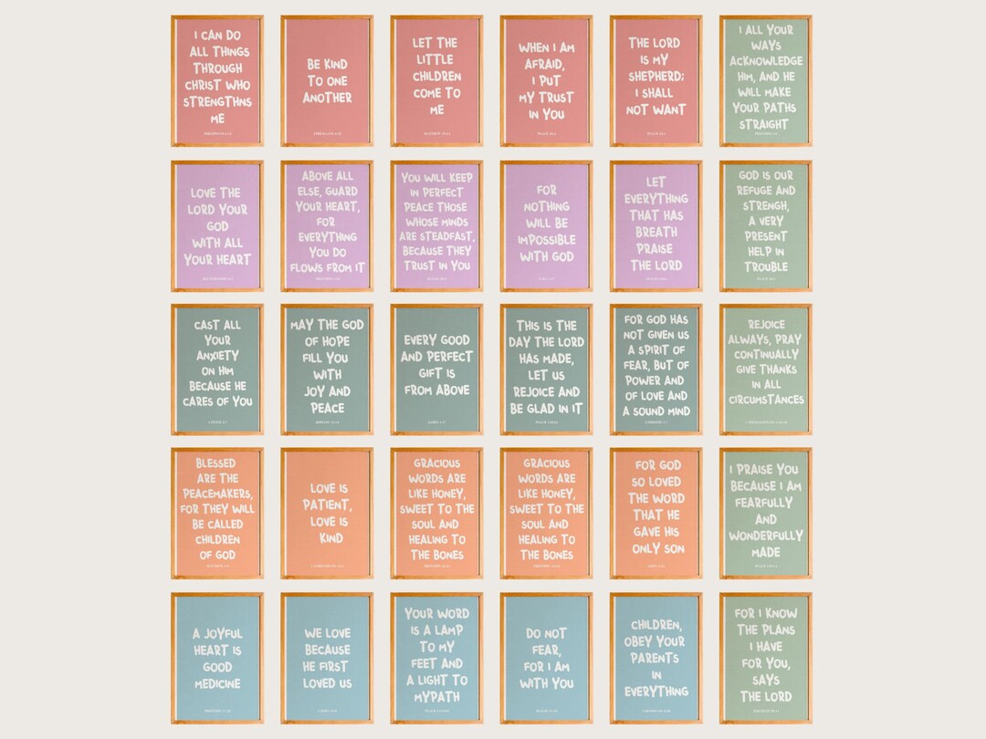 30 Kids Bible Verse Poster Set, Christian Education Printable, Children ...