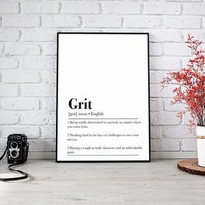Grit Definition Print, Grit Print, Grit Sign Wall Art, Grit Wall Decor ...