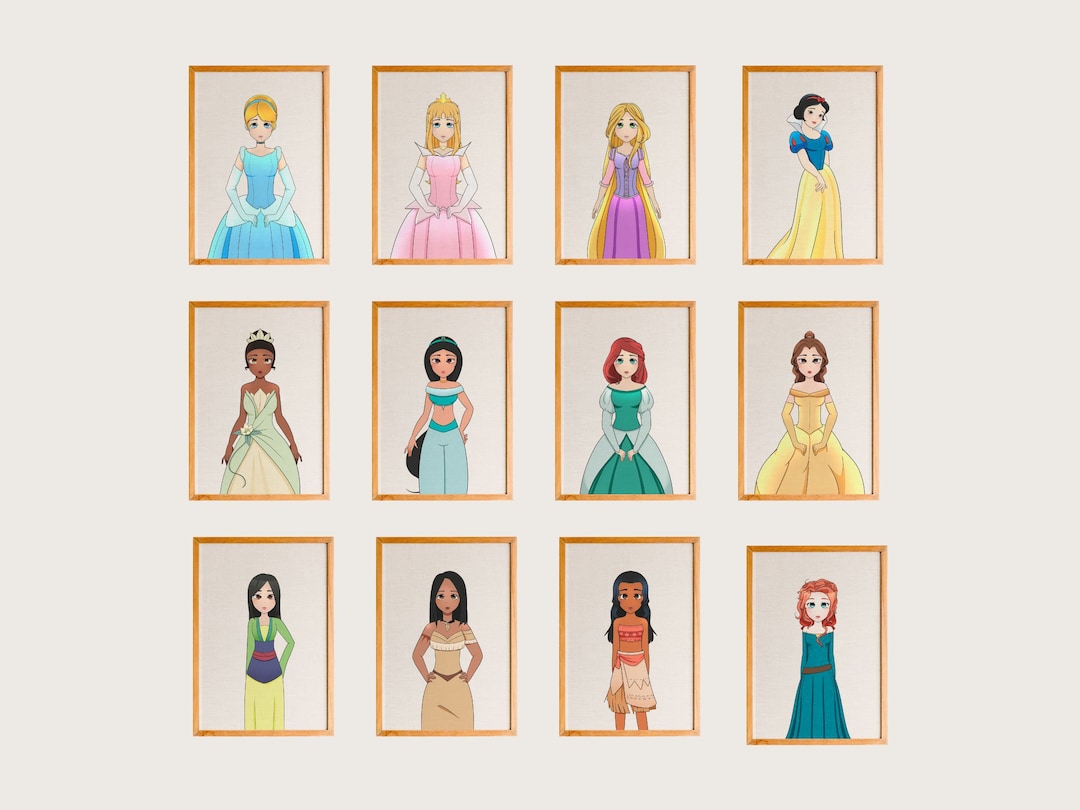 12 Princesses Wall Art, Princess Wall Decor for Nursery, Princess ...